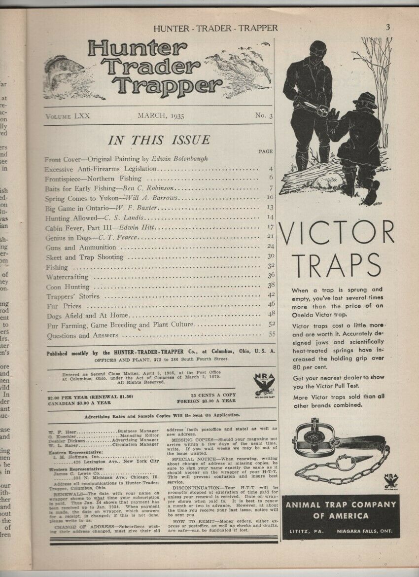 Hunter Trader Trapper Mag Big Game In Ontario March 1935 021021nonr – mr-magazine-hobby