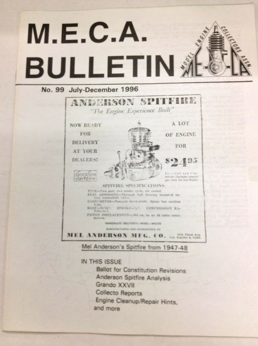 MECA Bulletin Magazine Mel Anderson MFG July/December 1996 FAL 042617n – mr-magazine-hobby