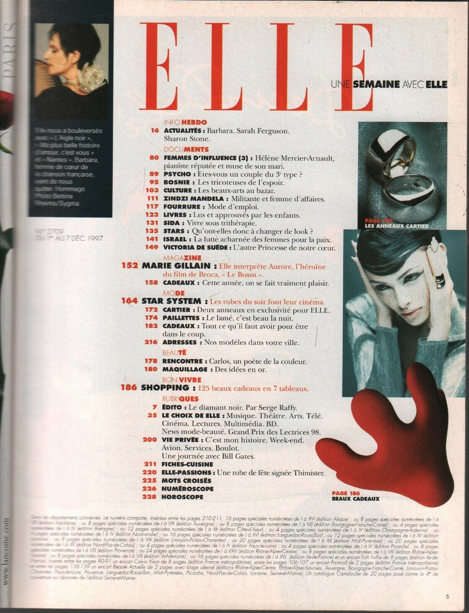 Elle French Fashion Magazine December 1 1997 Marie Gillain 100820ame ...