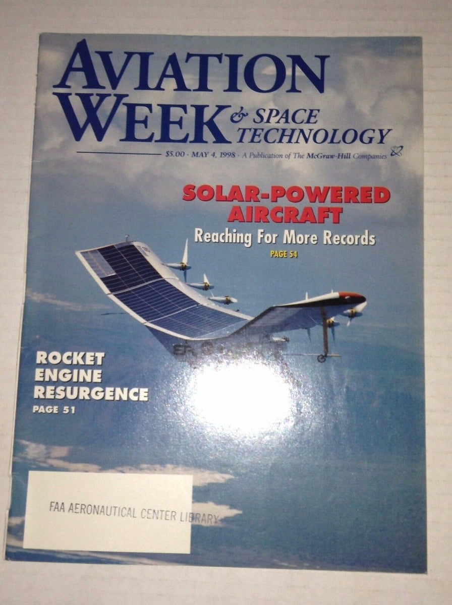 Aviation Week Magazine Solar-Powered Aircraft May 4, 1998 FAL 111716RH ...