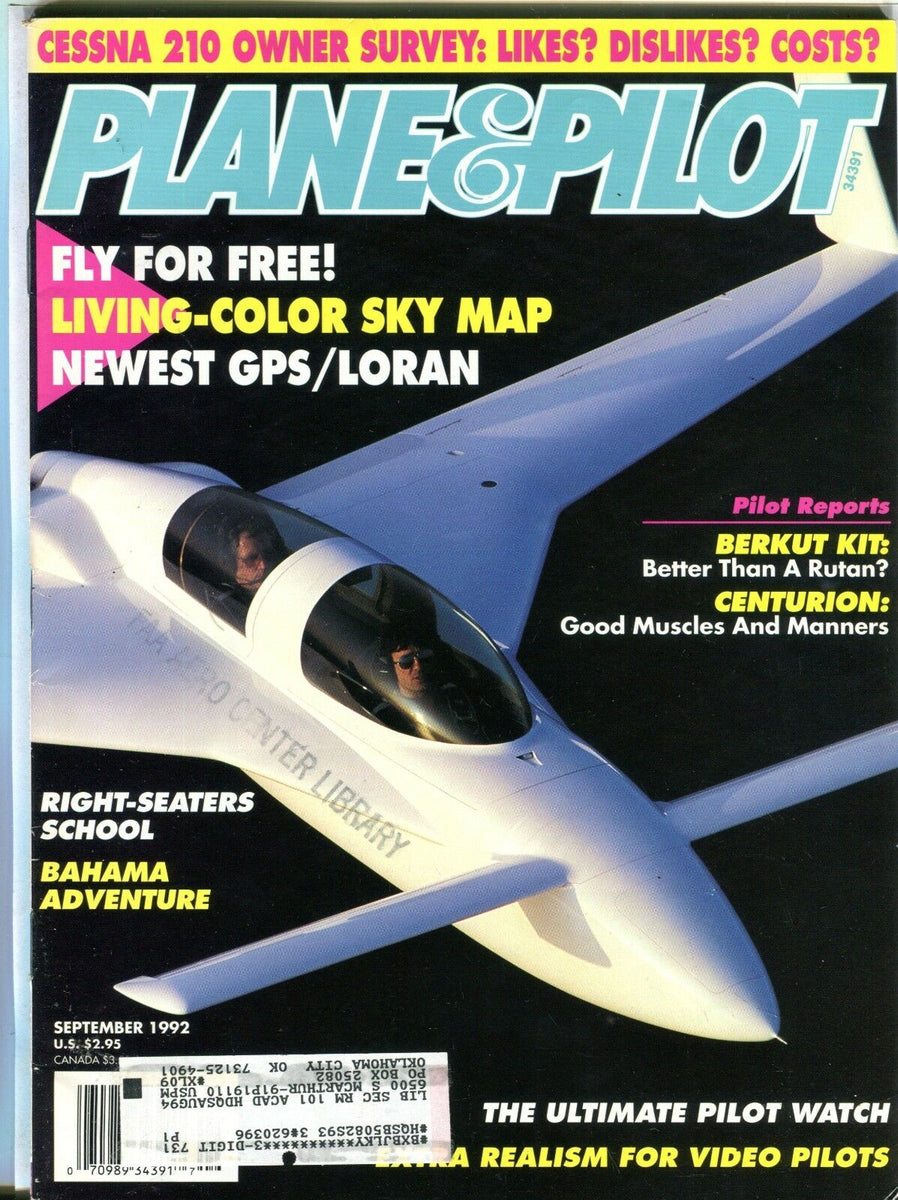 Plane & Pilot Magazine September 1992 Centurion EX w/ML FAA Library 10 ...