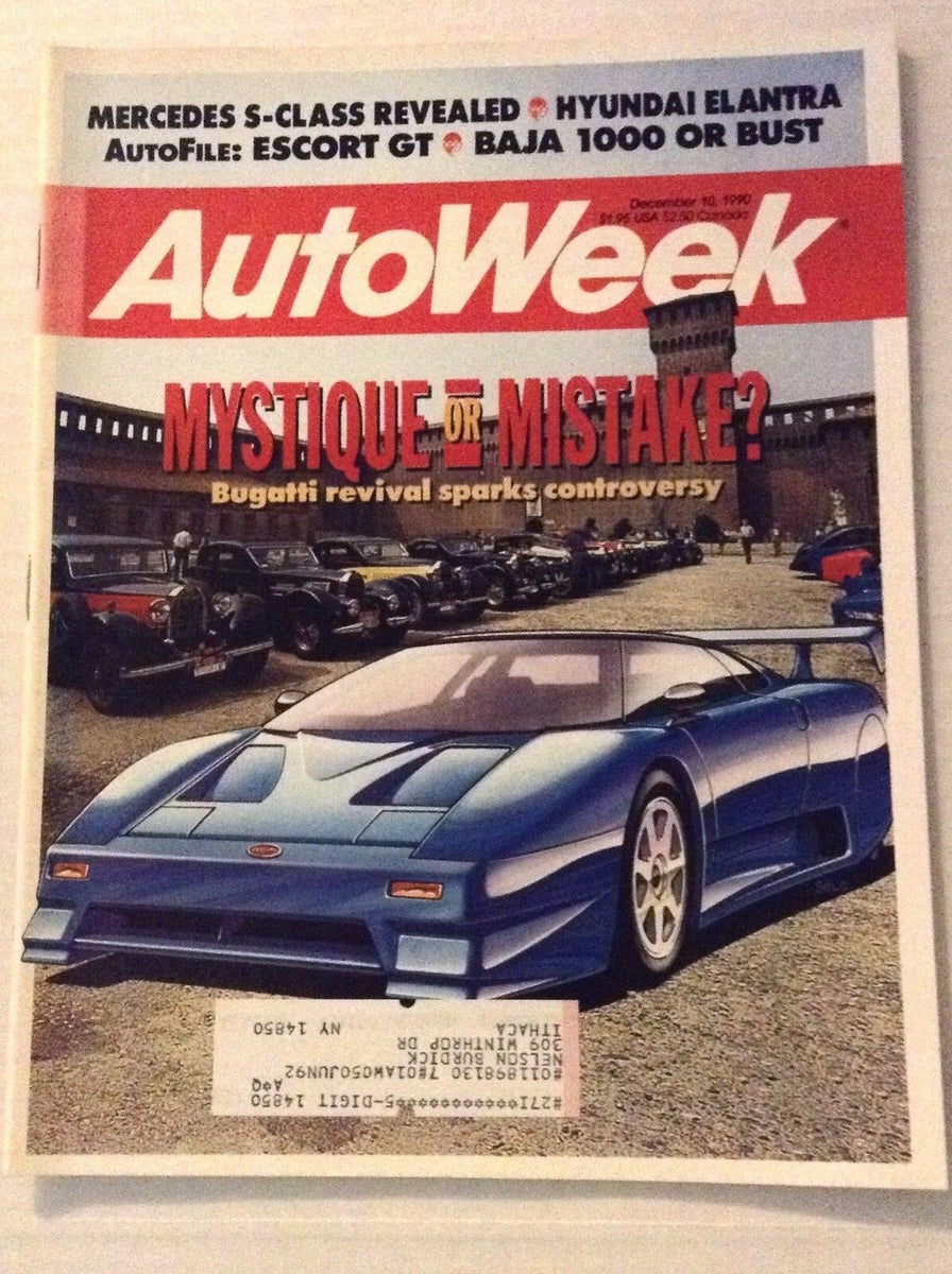 Autoweek Magazine Magazine Bugatti Revival December 10, 1990 011717RH ...