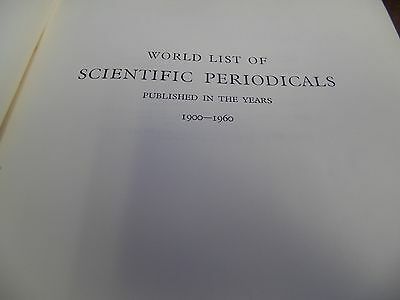 World List of Scientific Periodicals 1900-1960 4th Ed F-P Ex-FAA Book ...