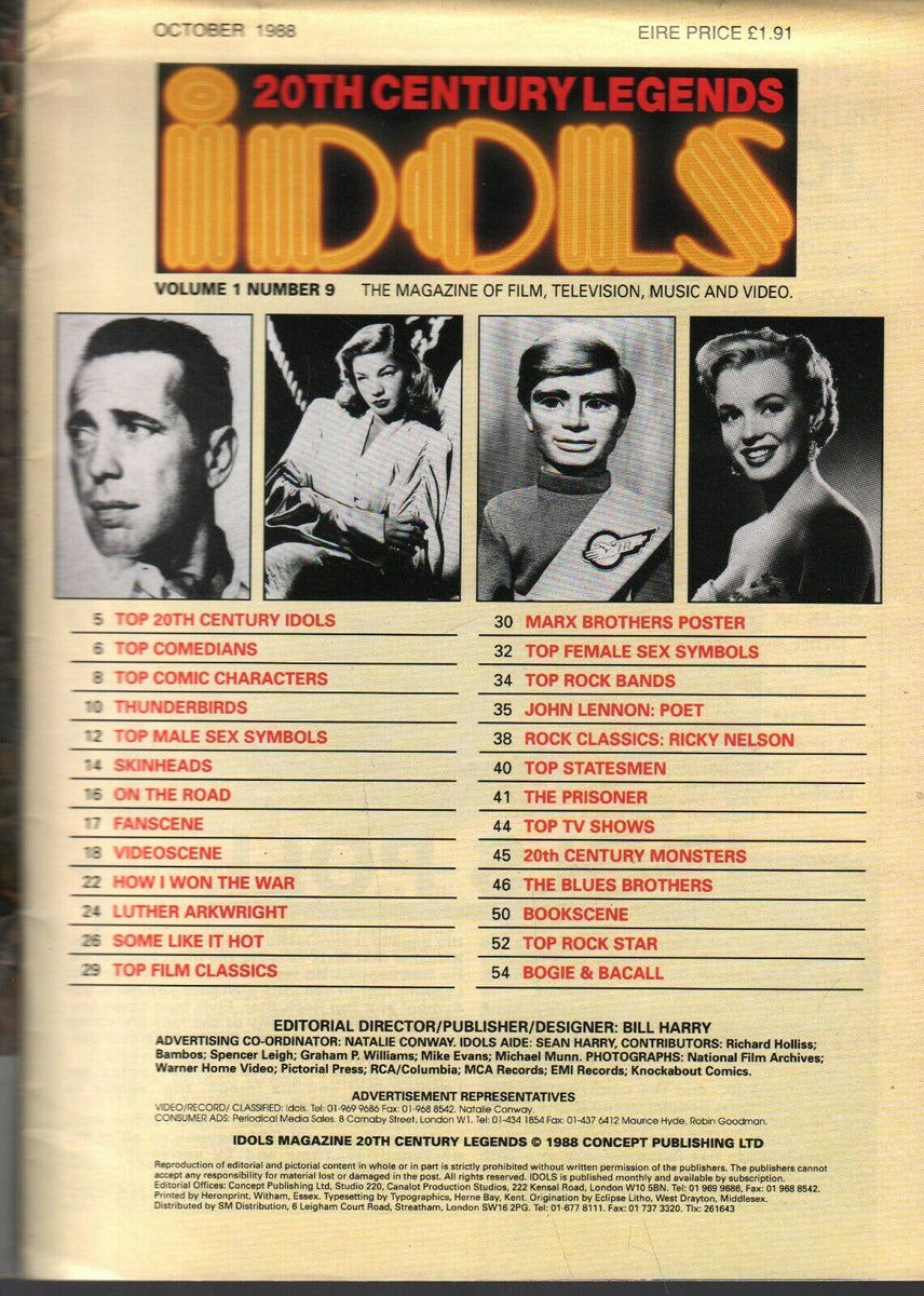 Idols Magazine October 1988 Marilyn monroe Elvis Presley John Lennon 0 ...