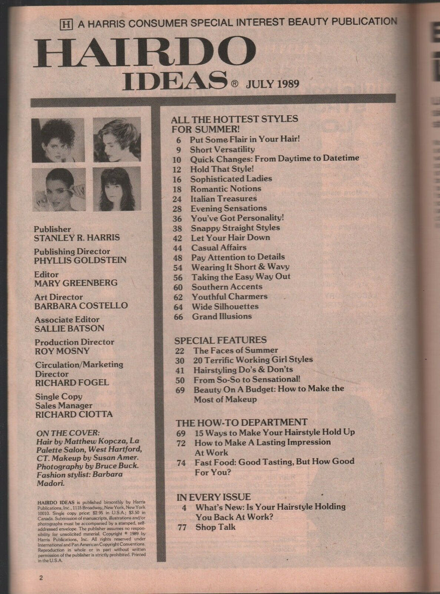 Hairdo Ideas July 1989 Vintage Hairstyle Magazine 072919AME – mr ...