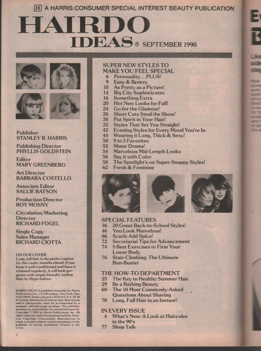 Hairdo Ideas September 1990 Vintage Hairstyle Magazine 072919AME – mr ...