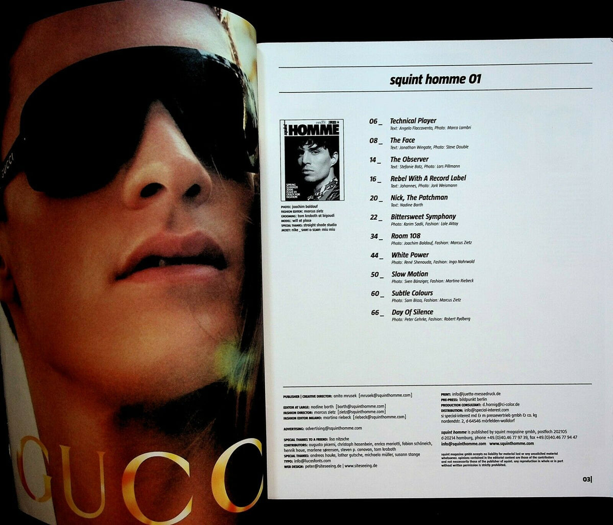 Squint Homme French Men's Fashion Magazine Spring Summer 2006 Issue 1 ...