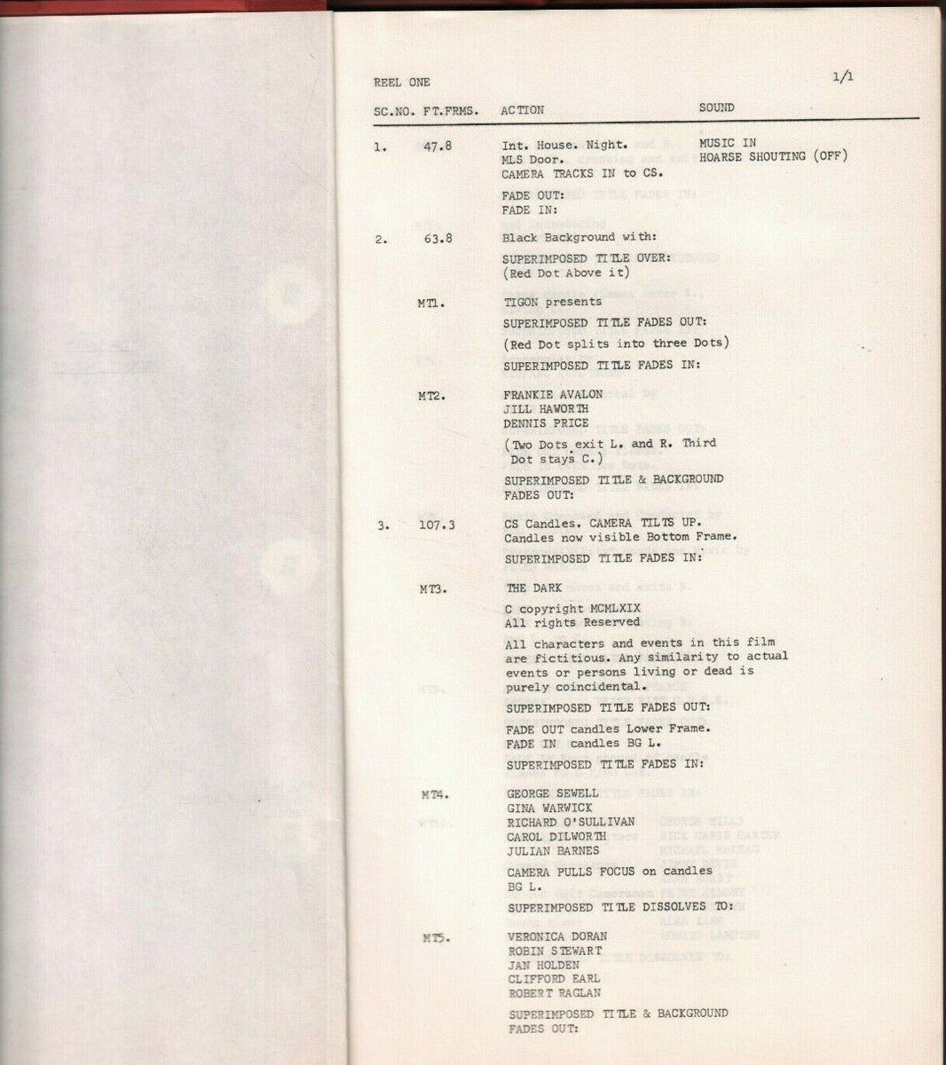 "The Dark" Release Script July 1969 Vintage Original 121119DBT4 – mr ...