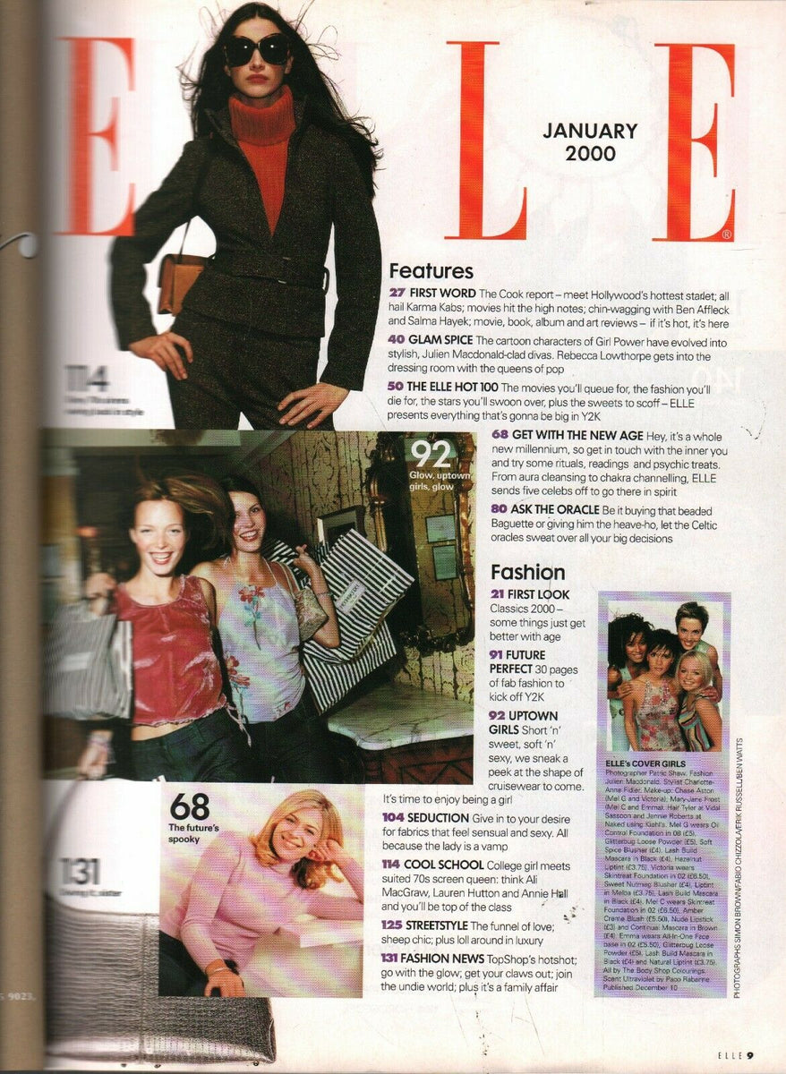 Elle UK Fashion Magazine January 2000 Spice Girls Victoria Beckham 101 ...
