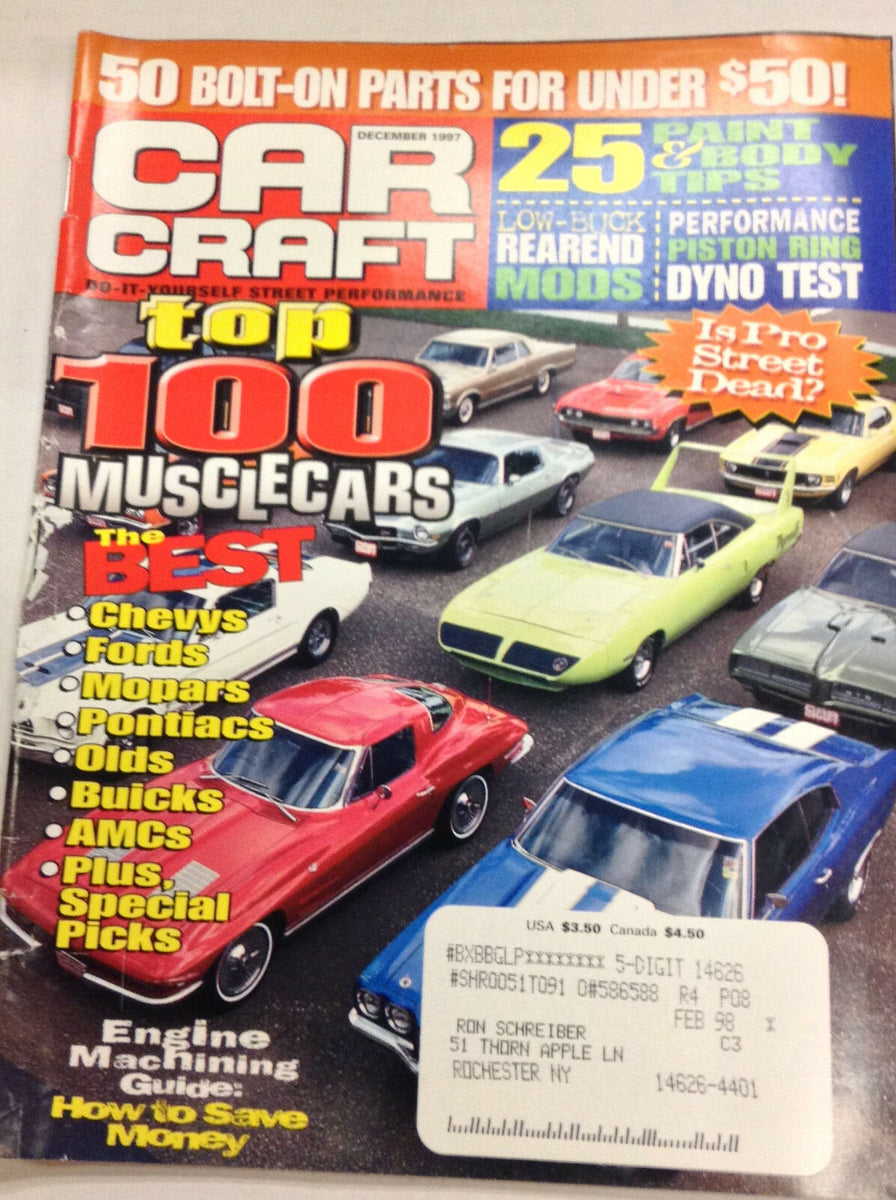 Car Craft Magazine Top 100 Musclecars 50 Bolt Ons December 1997 050217 ...