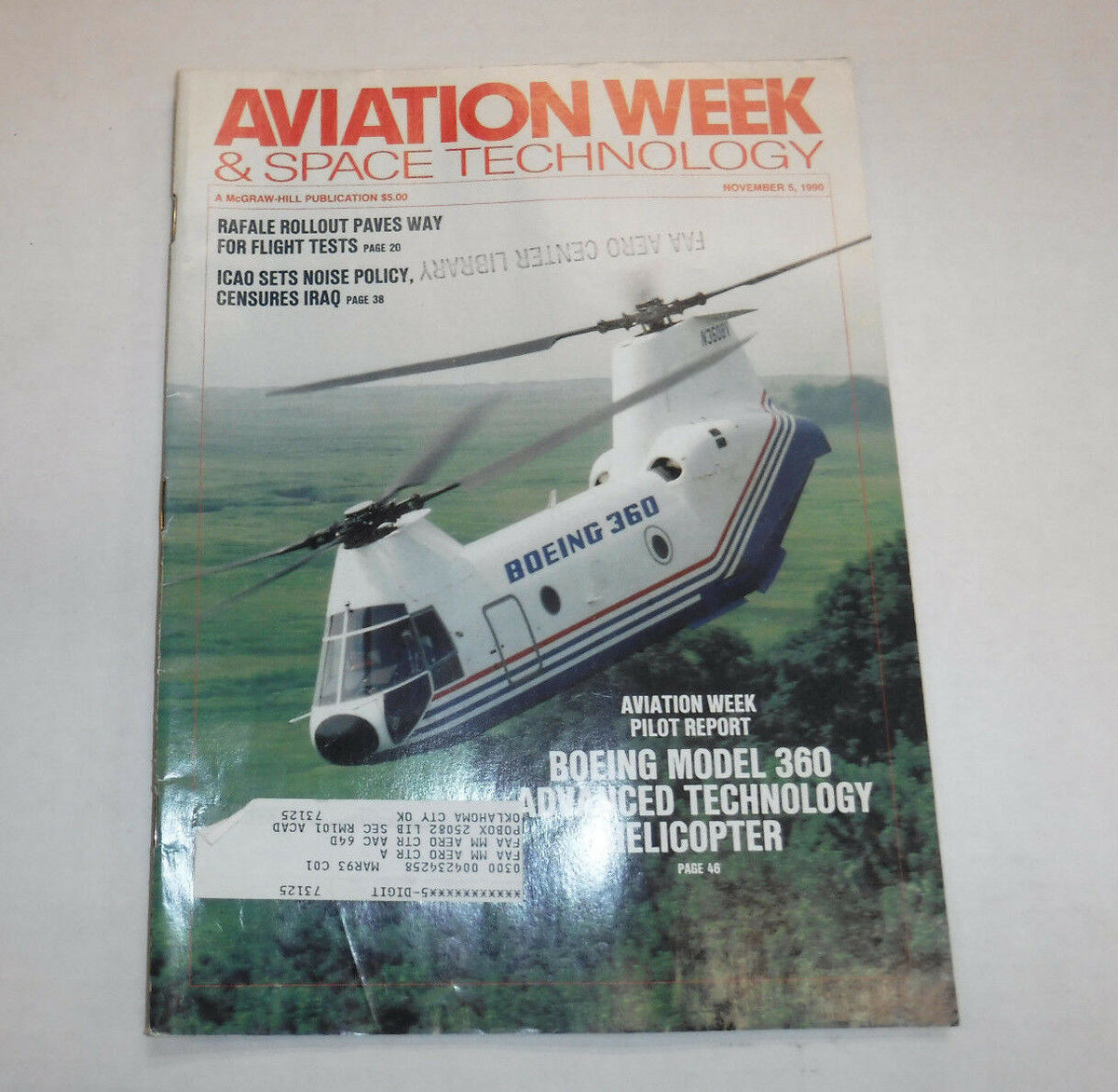 Aviation Week Magazine Boeing Model 360 November 5, 1990 FAA 110216R ...
