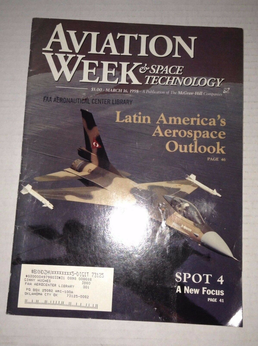 Aviation Week Magazine Latin America's Aerospace March 16, 1998 FAA FA ...